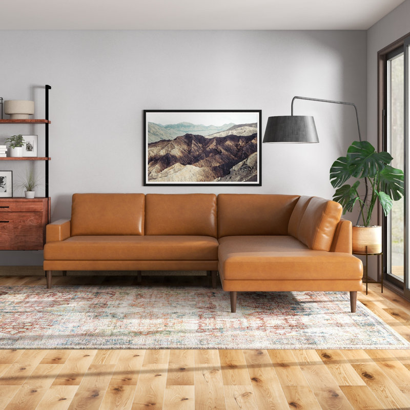 Wade Logan® Amarra 2 - Piece Leather Sectional | Wayfair